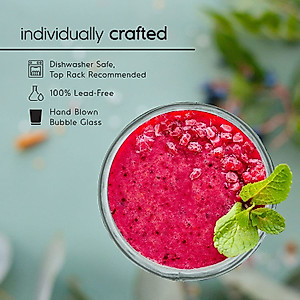 MexHandcraft Clear 14 oz Drinking Glasses (set of 6), Recycled Glass, Lead-free, Toxin-Free (Drinking)