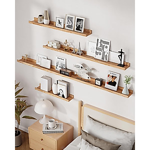 Axeman Oak Floating Shelves 36 Inch Picture Ledge Shelf Set of 2, Solid Wood Shelves with Lip for Wall Decor Storage Bedroom Living Room Bathroom Kitchen, Natural Oak