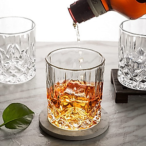 BYJOBEI Whiskey Rocks Glass, 2 Crystal Bourbon Glasses, 2 Ice Ball Molds 2 Coasters In Gift Box, 11 Oz Rock Barware for Bourbon Scotch Cocktail Vodka, Unique Gifts for Men