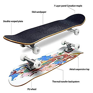 Skateboards Hand Drawn Dragon Tattoo Coloring Book Japanese Style Japanese Old Classic Concave Skateboard Cool Stuff Teen Gifts Longboard Extreme Sports for Beginners and Professionals