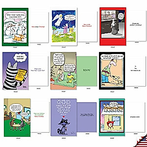 NobleWorks - Variety Pack of 36 Funny Assorted Christmas, New Year Cards Box Set, Mixed Occasions w/Envelopes Holiday for Men, Women (36 Designs, 1 Each) - Favorite Holiday Toons AC6736XXG-B1x36