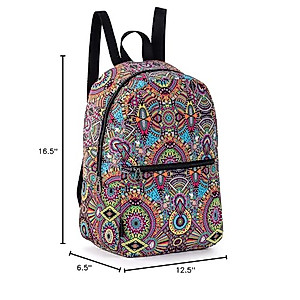 Sakroots Womens Eco-twill Sakroots On The Go Packable Backpack in Eco Twill, Rainbow Wanderlust, One Size US
