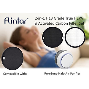Flintar Halo H13 True HEPA Replacement Filter, Compatible with Pure Enrichment PureZone Halo Air Purifier PEAIRDSK (2-Pack)