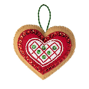 Bucilla Felt Applique 12 Piece Ornament Making Kit, Gingerbread Santa, Perfect for DIY Arts and Crafts, 89301E