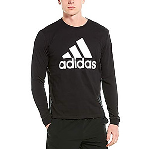 adidas mens Basic Badge of Sport Long Sleeve Tee Black Medium