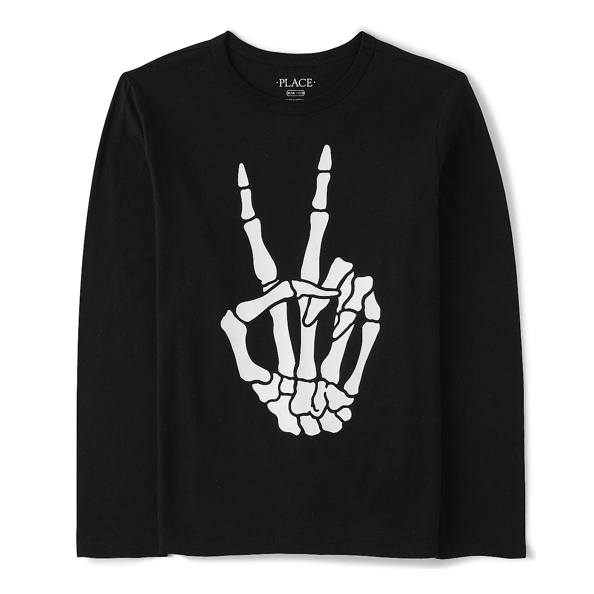 The Children's Place Unisex-Baby Long Sleeve Halloween Graphic T-shirt Skeleton Peace Medium
