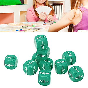RiToEasysports Fraction Dice, 20Pcs Multi Faceted Math Fraction Dices Fraction Dice Class Set Table Game Accessories for Kids Math Practice (Green)