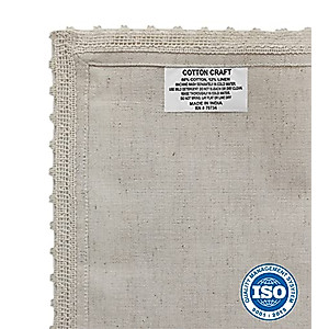 COTTON CRAFT Flax Linen Cloth Napkins with Lace - Set of 12 Lunch Dinner Napkins - Elegant Everyday Fall Harvest Thanksgiving Holiday Table Napkin - Washable Reusable Napkin - Oversized 20x20- Natural