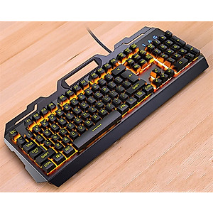 SMSOM Mechanical Gaming Keyboard, Wired RGB Rainbow Backlit Keyboard, Ergonomic Standard Keyboard for Desktop, Computer, PC (Black)