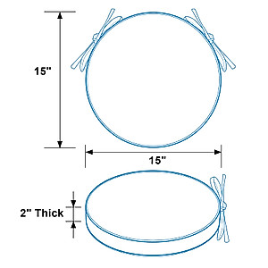 GUEGLSA Indoor Outdoor Round Chair Cushions 15 inch, Waterproof Bistro Seat Cushion with Ties ，Non Slip Circle Stool Chair Pads Set of 2, Orange Paisley