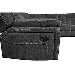 K·1 Classic and Traditional Fabric Manual Reclining Corner Sectional Sofa w/Cup Holder Living Room, Grey Fabric