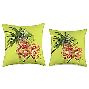 Spindalis Bird Flamboyan Tree Of Puerto Rico National Bird of Puerto Rico Throw Pillow, 18x18, Multicolor