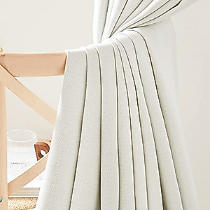 NICETOWN Room Darkening Faux Linen Curtains for Bedroom, Rod Pocket/Back Tab/Hook Belt Linen Burlap Light Blocking Noise Dampening Curtains for Living Room, Natural, W50 x L108, 2 Panels