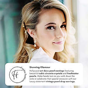 Frankie Fashions Vintage Pearl Dangle Earrings Pearl Wedding Earrings for Brides Bridesmaids Mother of the Bride w/Stunning Pearls and Cubic Zirconia (Silver)