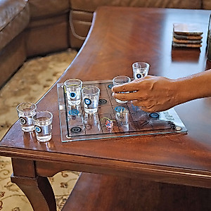 Fairly Odd Novelties Shooters & Ladders Drinking Fun Shot Glasses Party Game Gift, 7 Piece Set, Clear