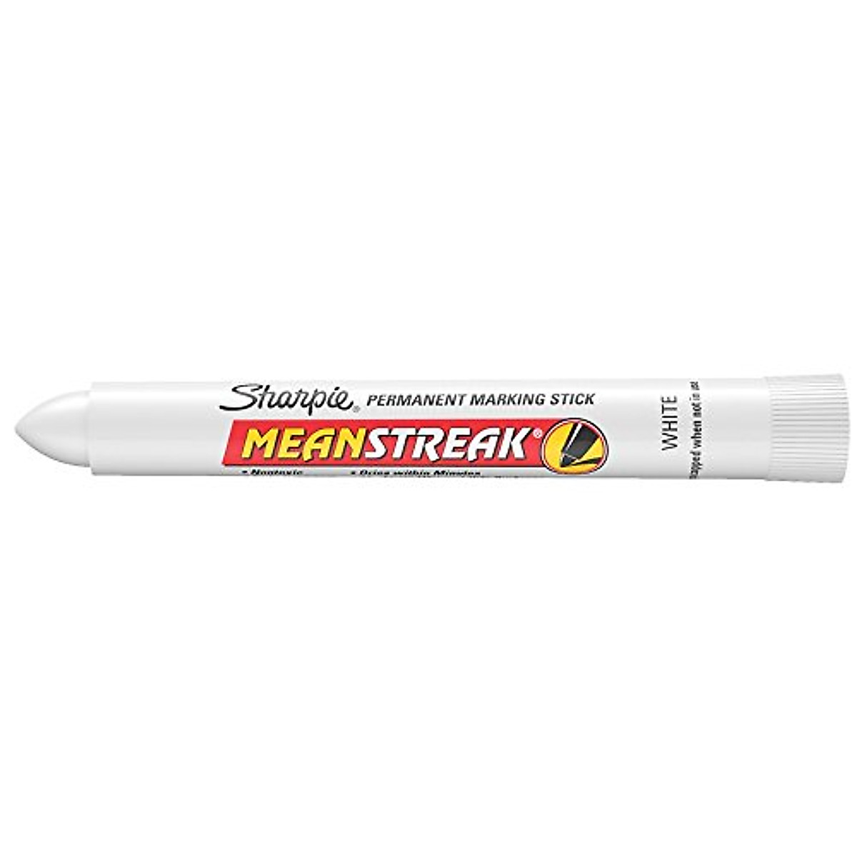 Sharpie Mean Streak Permanent Marking Stick, Bullet Tip, White, Box of 12