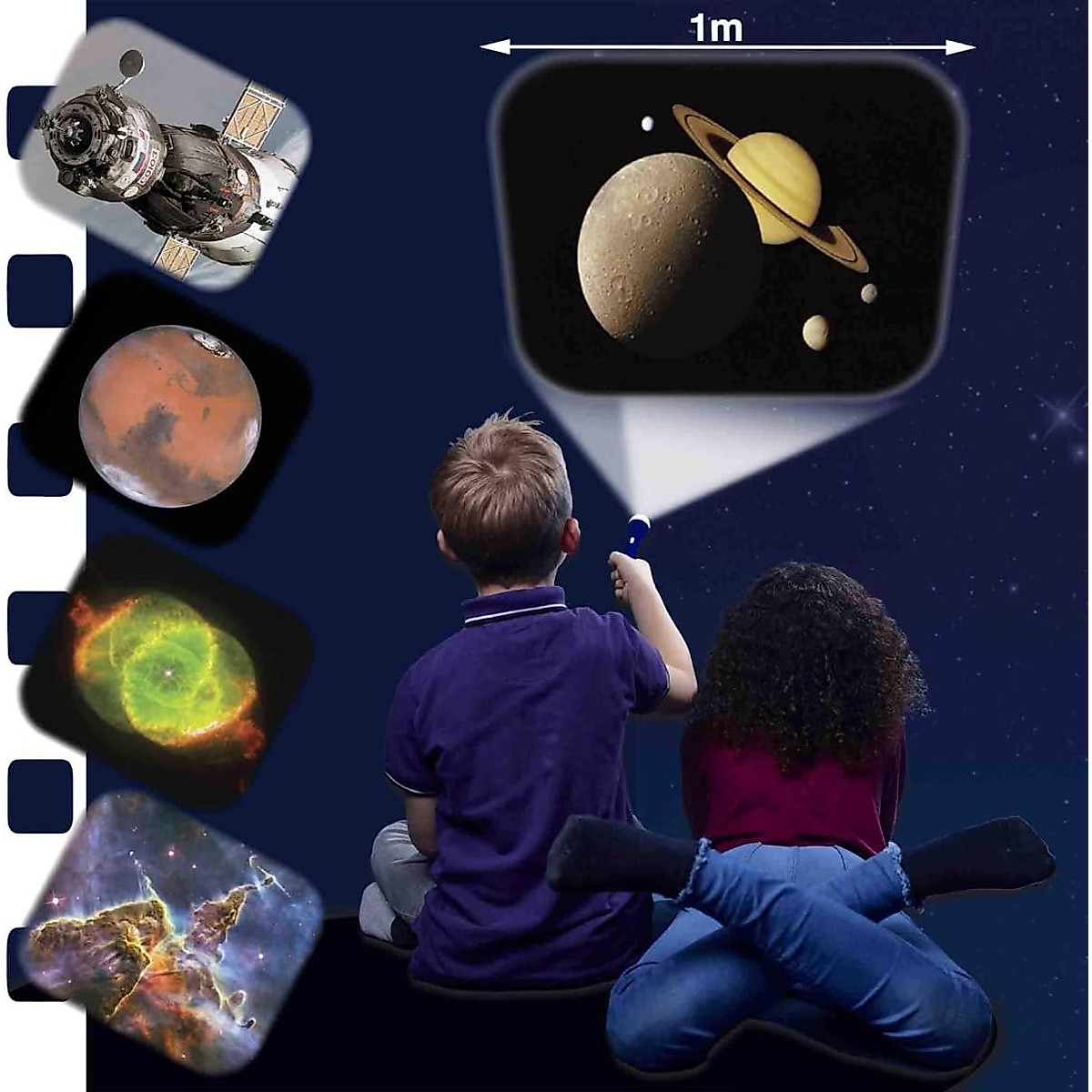 Brainstorm Toys: Space Torch and Projector, Creates Clear, Precise Images up to One Metre Wide, Fun Project Doubles as Handy Torch Flashlight, STEM, For Ages 3 and up