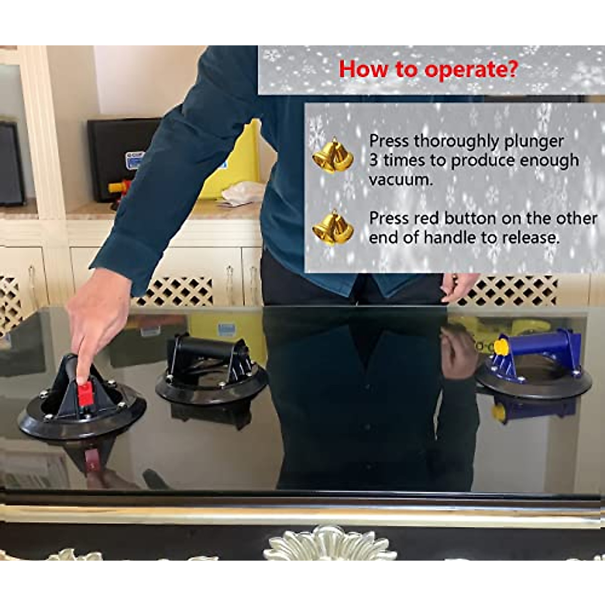 Q-CUP® 8" lifter Extra-fast Attachment easily, 100 kgs lifting capacity Tough ABS Handle