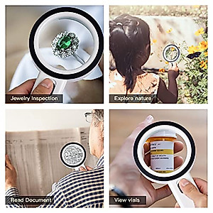Magnifying Glass with Light, 30X Handheld Magnifying Glass, 12 LED Illuminated Lighted Magnifier for Low Vision Seniors Reading, Macular Degeneration, Soldering, Inspection, Coins, Jewelry, Exploring