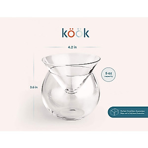 KooK Caviar Servering Set, Glass Chiller Serving Dish with Ice Holder, for Shrimp, Appetizers, Liquor, Martinis and Cocktails, Dishwasher Safe, 5 oz Bowl