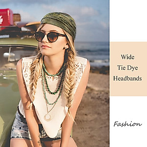 YONUF Wide Headbands For Women Knotted Headband African Womens Head Wraps Stretchy Hair Accessories Bands Tie Dye 4 Pack