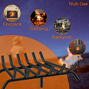 iPEGTOP Fireplace Grate 21 inch Heavy Duty Solid Steel Fireplace Wood Log Holder Burning Rack for Inside Fireplace Wood Stove, 7 Bars Wrought Iron Fire Pit Firewood Grate for Outdoor