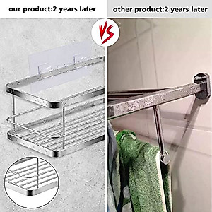 Adhesive Corner Shower Caddy,2 Pack Bathroom Corner Shower Basket Shelf With 6 Hooks Stainless Steel Shower Storage Organizer Shampoo Holder, No Drilling Shower Shelf Basket Bathroom Shelf Rack