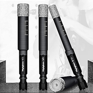 Mgtgbao 6PCS Dry Diamond Drill Bits Set, Core Drill bit for Granite Marble Tile Ceramic Stone Glass (NOT for Wood) Hex Shank for Porcelain Tile with 3/16,1/4, 5/16, 3/8, 1/2, 9/16