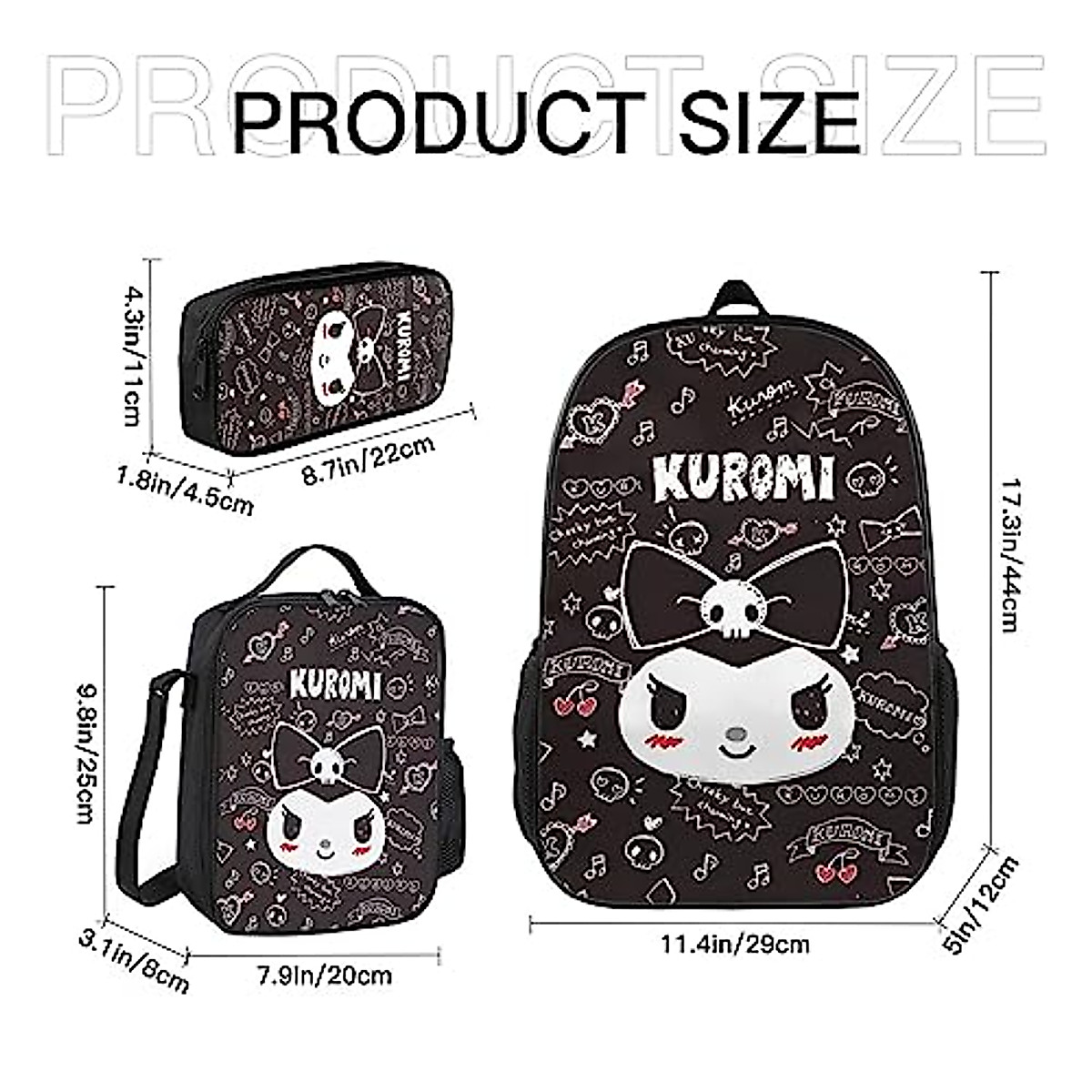 Tbupnci 3PCS Kids Large Capacity Kawaii Backpack with Lunch Box - Travel School Bag, Durable Laptop Backpack-Perfect for Outdoor Activities, Travel, Sports - Cute Fan Gift Set Style4