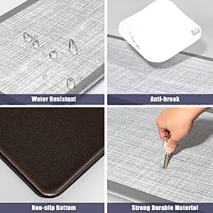 WEZVIX Anti Fatigue Kitchen Mat [2 PCS], Cushioned Kitchen Rugs and Mats Non-Skid, Waterproof Floor Mat, Ergonomic Comfort Foam Standing Mat for Floor, Kitchen, Office, Sink, Laundry - Grey and Grey