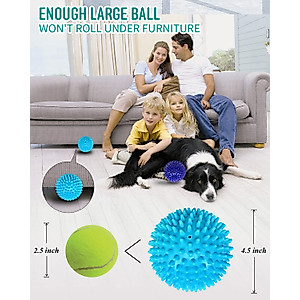 Pweituoet 2 Pack 4.5” Heavy Duty Squeaky Dog Ball for Medium Large Dogs, Spikey Dog Ball Toys for Clean Teeth and Training, Large Dog Toys for Aggressive Chewers
