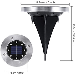 OurLeeme Solar Outdoor Lights Solar Powered Disk Lights 4 Pcs Solar Lights Outdoor Waterproof Solar Ground Lights 8 LED Solar Garden Lights Color Changing Landscape Lighting Pathway Lights