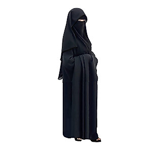 Chiffon Saudi First Class Quality Long Saudi Niqab burqa Hijab Face cover Veil Islam Islamic Jilbab (Black x Black Satin)