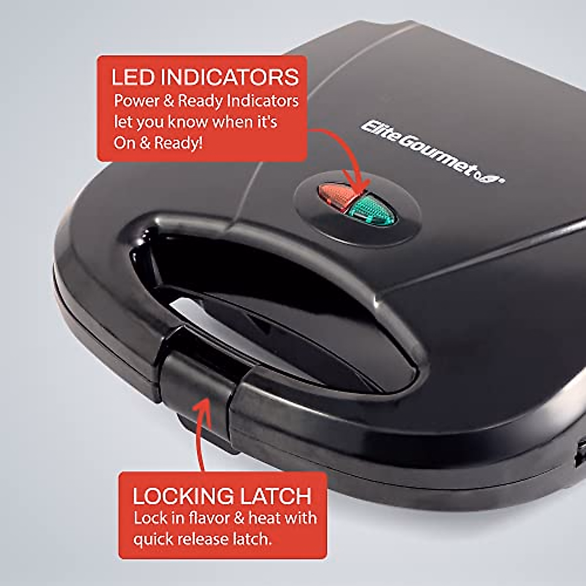 Elite Gourmet EWM-2207# Electric Non-Stick Belgian Waffle Maker Iron, Breakfast, Sandwiches, Snacks, Burgers and more, 2-Slice, Black