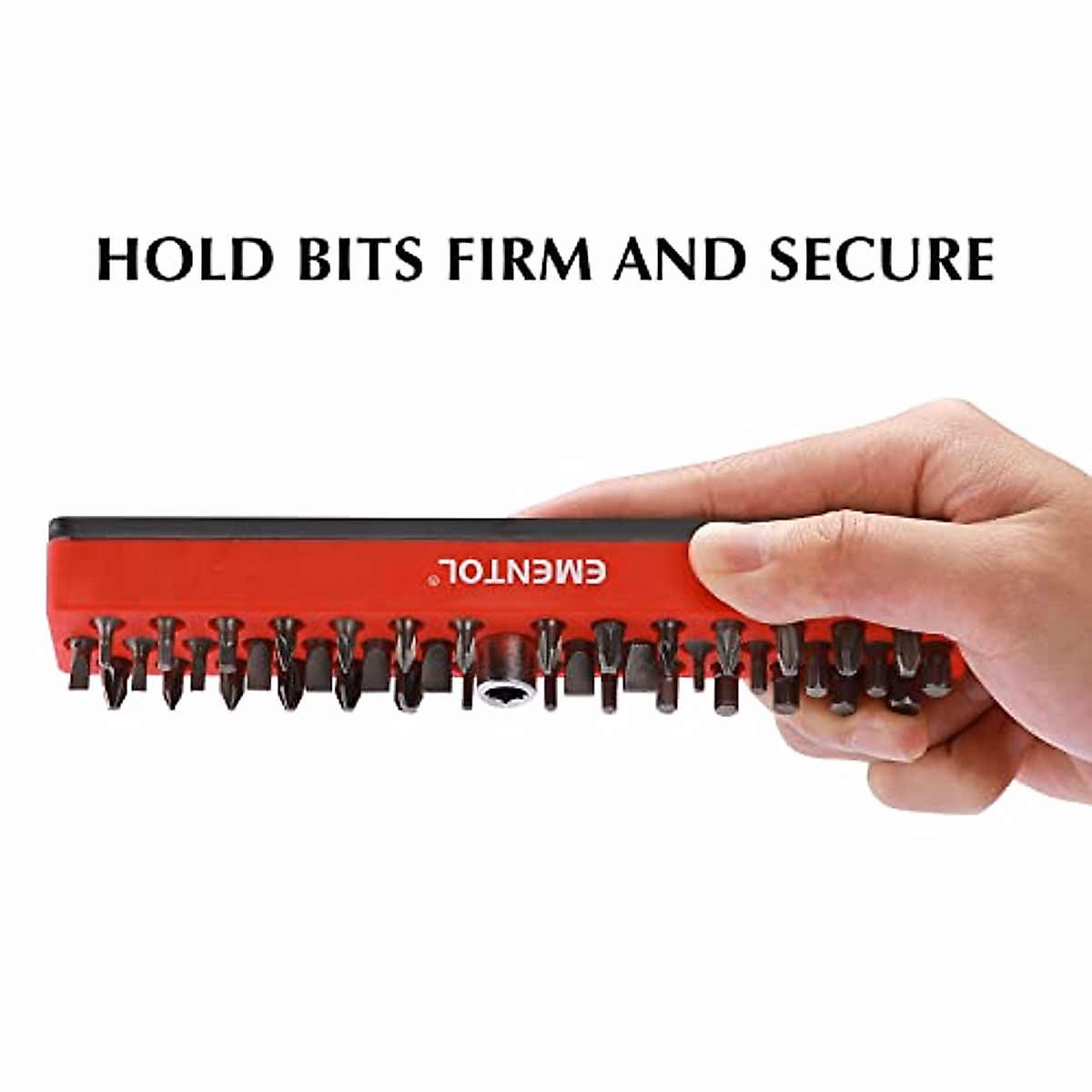 EMENTOL 2PCS 1/4" Magnetic Bits Holder Set - Red and Orange, 86PCS Hole, Bit Organizer with Strong Magnetic, Magnetic Bits Organizer, 2 Pieces