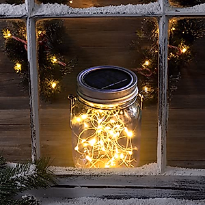 PChero Solar Mason Jar Lights, 2 Pack 30 LEDs Fairy Lights with Jars and Hangers, IP65 Waterproof Decorative Solar Hanging Lanterns Table Light for Outdoor Lawn Home Garden Yard Patio Party Decor