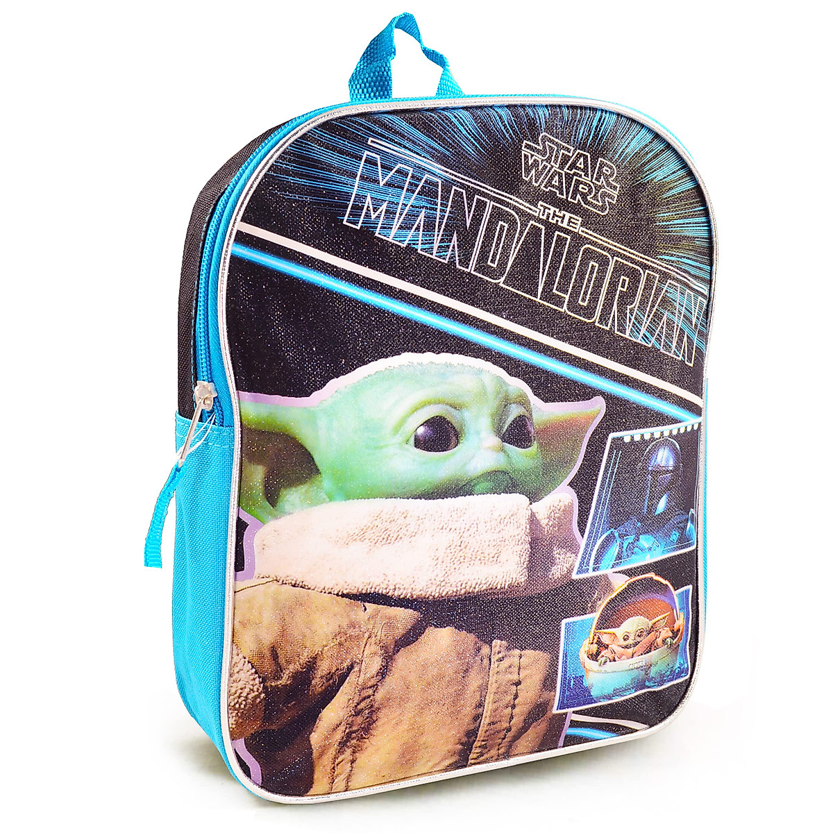 Mandalorian Baby Yoda Backpack for Toddlers Kids Bundle ~ Premium 11" Star Wars Mini School Bag with Stickers (Mandalorian School Supplies)