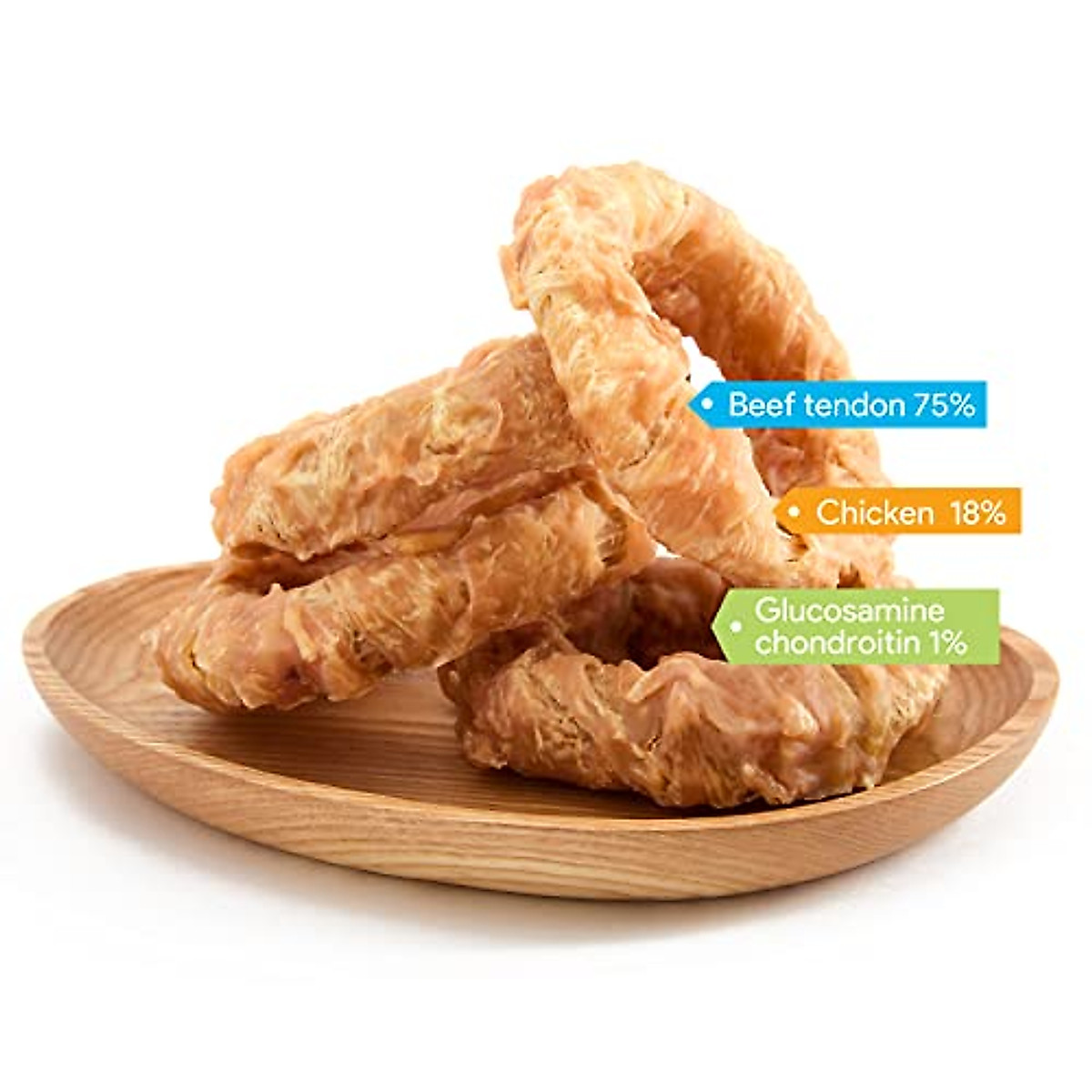 Jungle Calling Beef Tendons for Adult Dogs, Chicken Wrapped Tendons Dog Chews Long Lasting Hip and Joint Supplement for Dogs with Glucosamine (Ring)