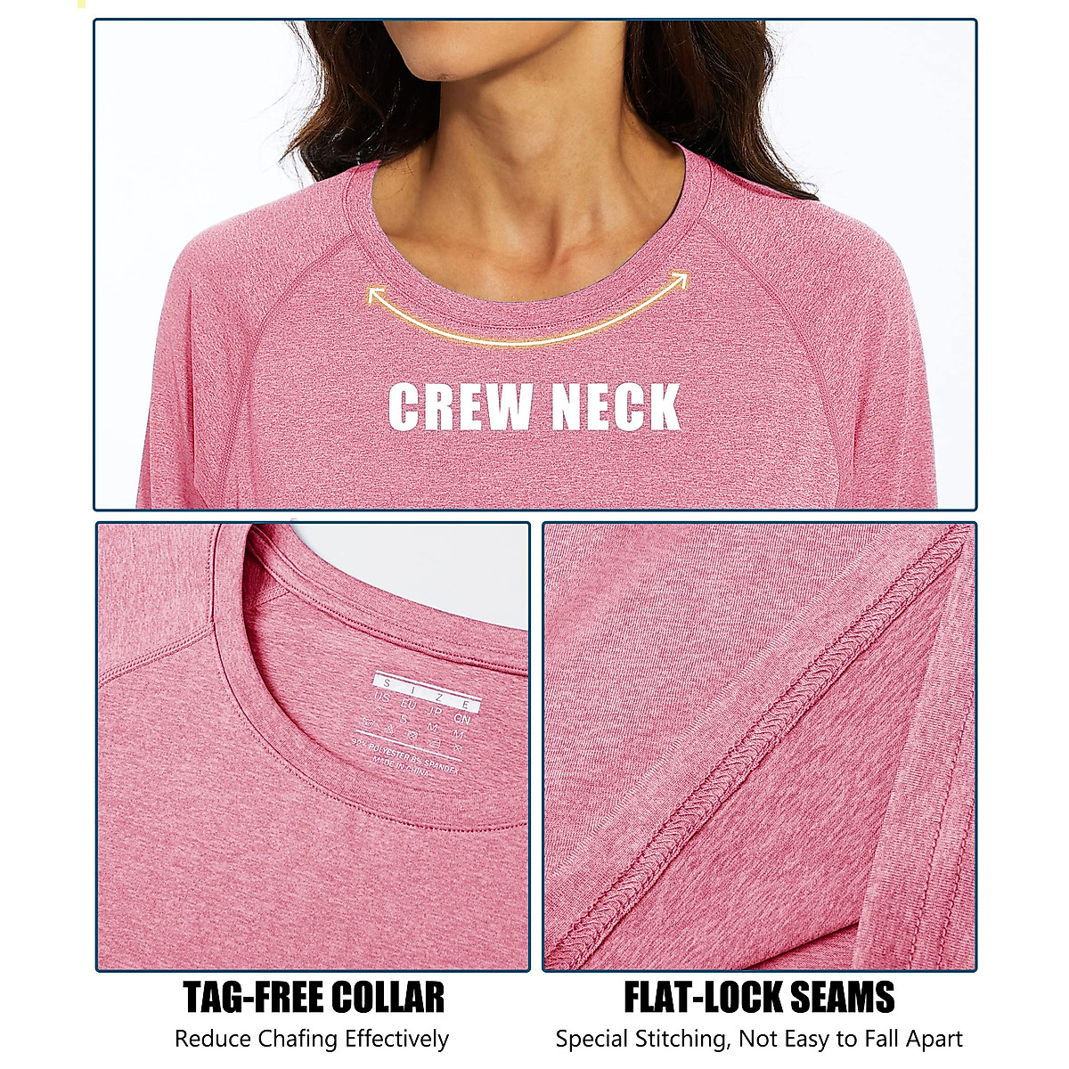 MAGCOMSEN T Shirts for Women Long Sleeve UV T Shirts Summer Running T Shirts Fishing Hiking T Shirts Quick Dry Workout Outdoor T Shirts Pink M