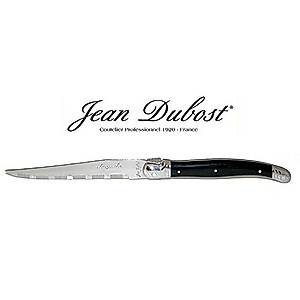 Laguiole Jean Dubost Steak Knives 12 Piece of Set with Black Handle -Thiers France
