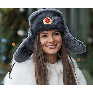 BELEON Ushanka Russian Fur Hat - Soviet Army Trapper Hat - Winter Hat