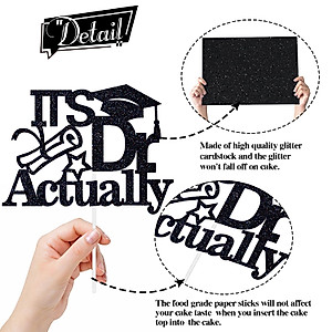 RLXPT It's Dr Actually Cake Topper, Doctoral Degree Cake Decorations, Glittery Class of 2025 Doctorate Graduation Party Decorations, Black