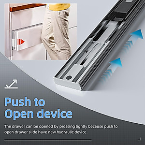 AOLISHENG 1 Pair Push to Open Drawer Slides 12 14 16 18 20 22 24 Inch 100 lb Load Capacity Side Mount Handleless Ball Bearing Full Extension Touch Open Rails Cabinet Metal Runner Dresser Glide Black