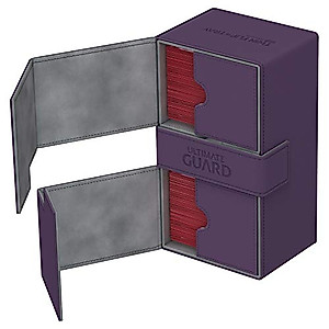 Ultimate Guard Flip 'n' Tray 200+, Deck Case for 200 Double-Sleeved TCG Cards + Dice Tray, Purple/Grey, Magnetic Closure & Microfiber Inner Lining