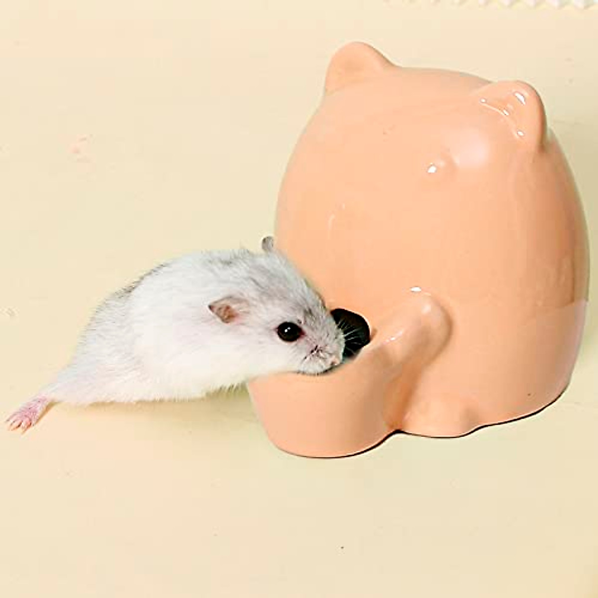 Cartoon Sculpted Ceramic Hamster House Food Feeding Bowl Water Bowl to Prevent Spilled Food and Chewing Tray Gerbils Chinchilla Ferret Hedgehog Small Animals (Orange)