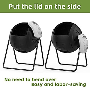 SQUEEZE master Light Weight Spherical Compost Bin Tumbler Outdoor Garden- Quick Assembly -with Drain Plugs to Collect Liquid-Fast Composting (35 Gallon,Grey)
