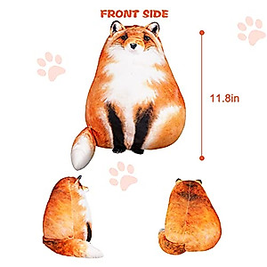 Cat Stuffed Animals Plush Pillow, Fox Plush Pillow, Raccoon Plush Pillow, Blob Soft Fox Body Pillow Plushies, Kitten Plush Throw Pillow Plush Toys Gift for Girls Boys (Fox, Small -12inch)