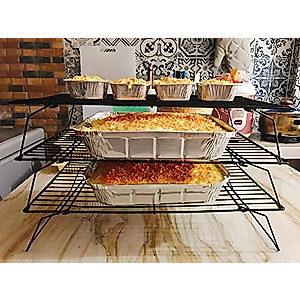 VNIMTI 3-Tier Collapsible Cooling Rack Non-Stick Stackable Baking Rack Wire Cooking Rack Oven Rack Cookie Rack for Cooking, Baking, Cooling, Roasting and Grilling, Adjustable & Foldable