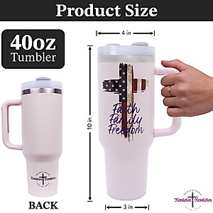 40oz Inspirational & Encouraging Christian Tumbler, Child of God Stainless Steel Coffee Cup, Insulated Bible Verse Travel Cup with Handle Straw, Laser Engraved Religious Gifts for Baptisms & Birthdays
