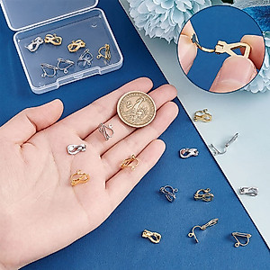 UNICRAFTALE 20pcs Stainless Steel Clip-on Earrings Painless Ear Clip Non-Pierced Ears Golden Stainless Steel Color Clip-on Earring Converter Components DIY Earring 12mm Long